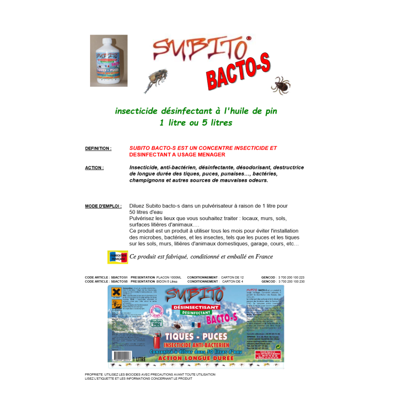 insecticide bacto s 1 litre